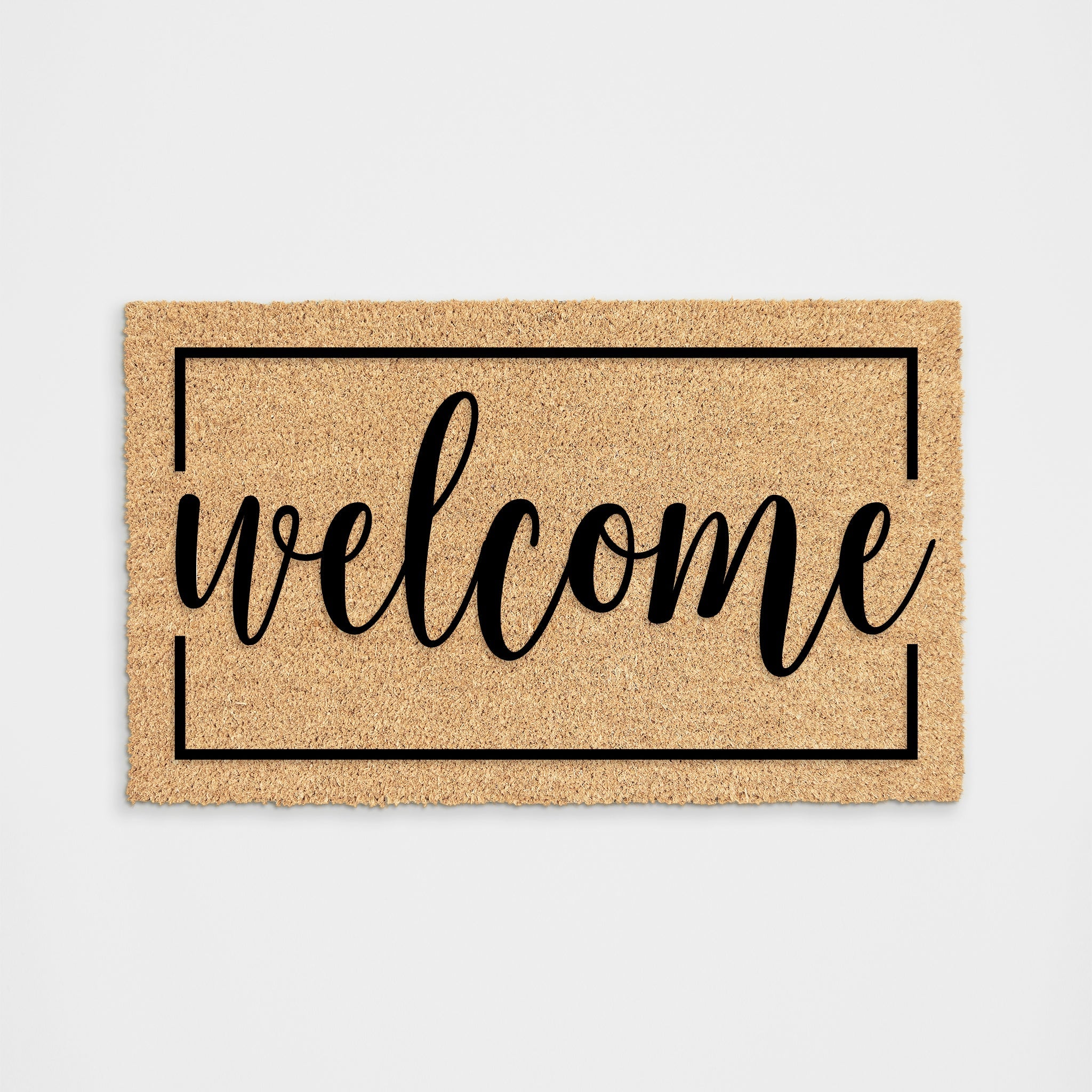 Welcome Script Border - Doormat DeCoir - Doormat DeCoir